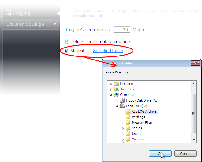 Logging of Events, Log Management, Event Log Management | Comodo Internet Security v6.2